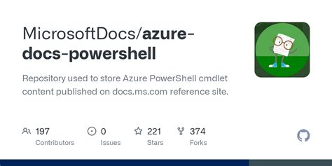 Github Microsoftdocsazure Docs Powershell Repository Used To Store Azure Powershell Cmdlet