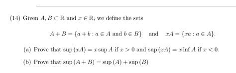 Solved 14 Given A BR And XR We Define The Sets Chegg Com