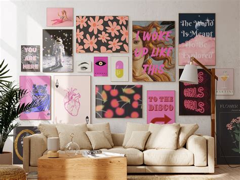 Girly Gallery Wall Prints Set Of 17 Eclectic Room Decor Dorm