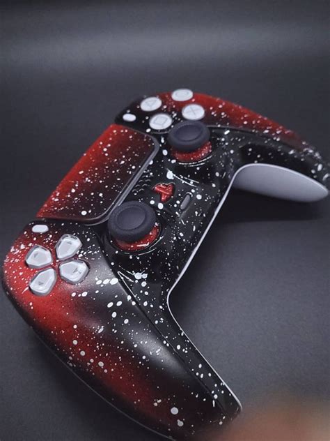 Custom Ps Controller With Red Black And White Design By Etsy