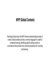 MYP Global Contexts Pdf MYP Global Contexts Teaching And Learning In The MYP Involves