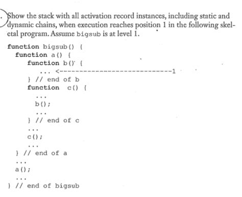 Solved Show The Stack With All Activation Record Instances