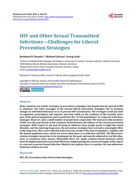 Pdf Hiv And Other Sexual Transmitted Infections—challenges For