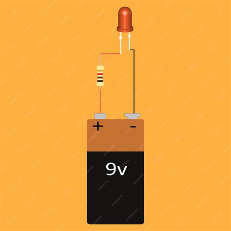 Premium Vector A Simple Led Circuit With Series Resistor Operating