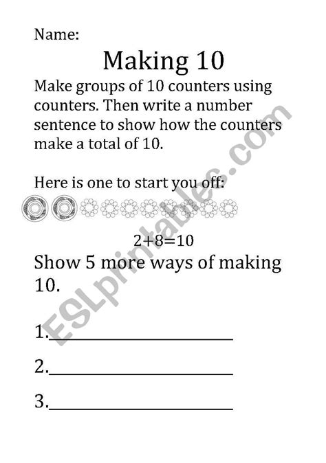 Making 10 Worksheetmaking 10 Activity Worksheet