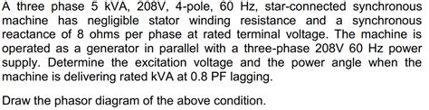 Solved A Three Phase 5 Kva 208v 4 Pole 60 Hz