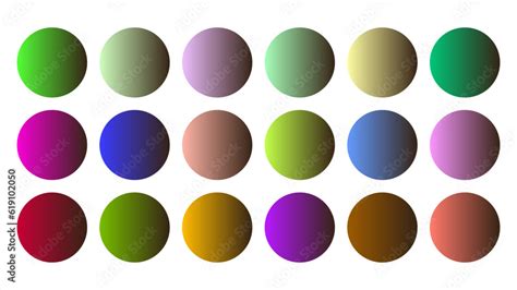 Colorful Umber Color Shade Linear Gradient Palette Swatches Web Kit Circles Template Set Stock