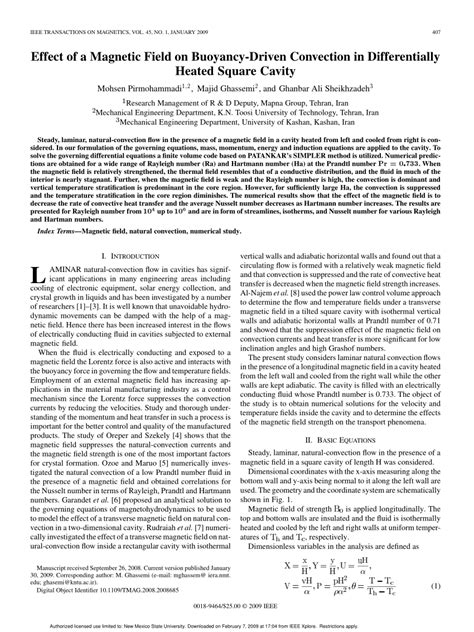 Pdf Effect Of A Magnetic Field On Buoyancy Driven Convection In
