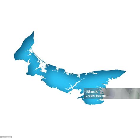 프린스 에드워드 아일랜드 지도 파란색 배경에 잘린 백서 0명에 대한 스톡 벡터 아트 및 기타 이미지 0명 3차원 형태