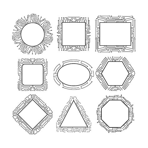 premium vector microchip frame set cartoon vector illustration