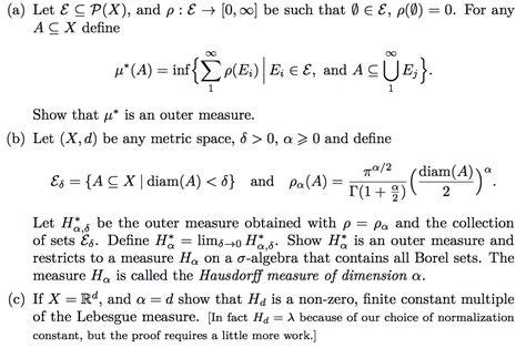 Real Analysis Hausdorff Outer Measure On Mathbf R N Is A Measure When Restricted To The