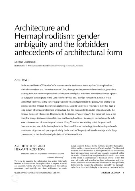PDF Architecture And Hermaphroditism Gender Ambiguity And The Forbidden Antecedents Of