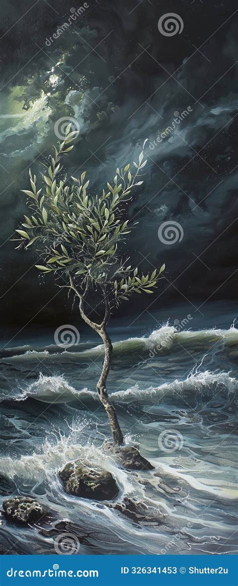 An Olive Branch Extending From A Storm Representing Peace And Success Following Conflict And