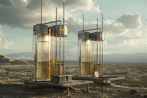 Futuristic Device In Arid Desert Premium Ai Generated Image