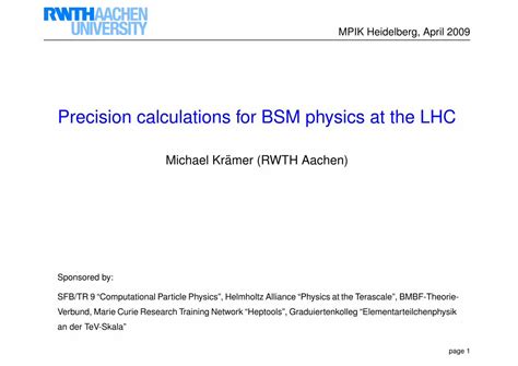Pdf Precision Calculations For Bsm Physics At The Lhcbsm Searches At The Lhc Many Model For