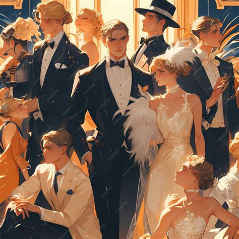 Premium Photo Elegant Evening Soiree Fashionable Gathering In Golden
