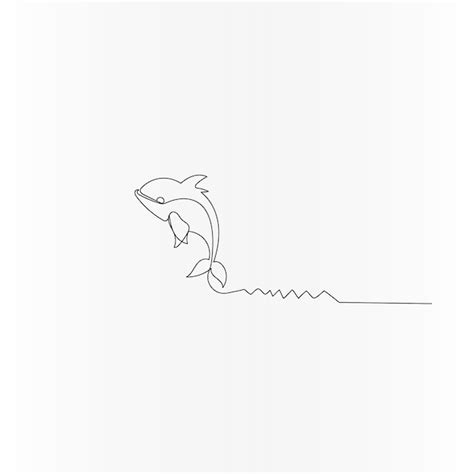 Premium Vector Continuous One Line Drawing Of Dolphin Outline Vector Illustration