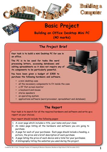 Computer Hardware Building A Computer Teaching Resources