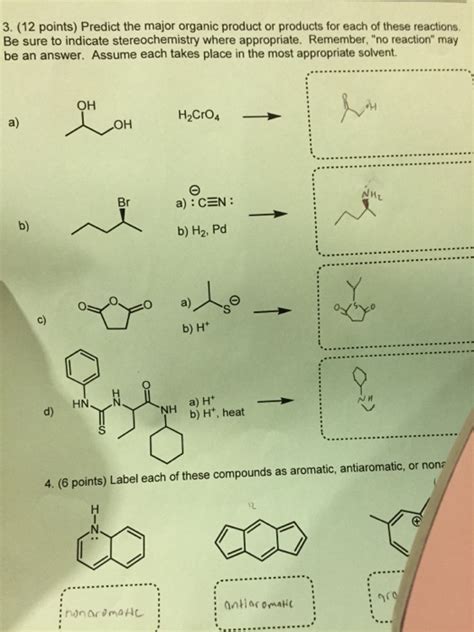 Solved 3 12 Points Predict The Major Organic Product Or