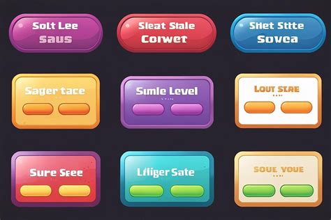 Soft Style Game Ui Vector Set Select Level And Level Start Popup Button