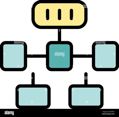 Flow Scheme Icon Outline Vector Workflow Process Gear System Color Flat Stock Vector Image