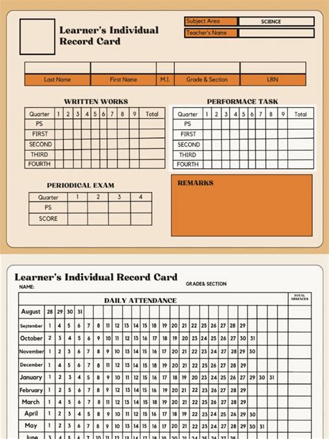 Science Learners Individual Record Card Pdf