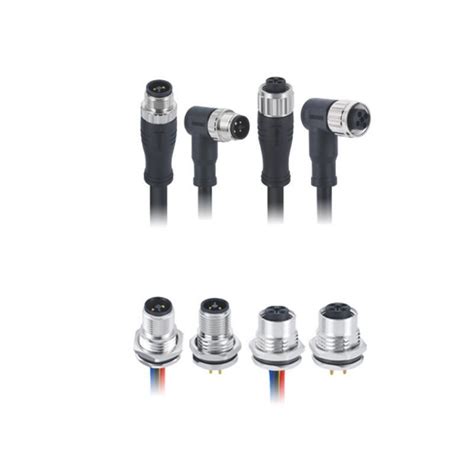 M12 T Code Cable Cordset And M12 T Code Panel Connectors