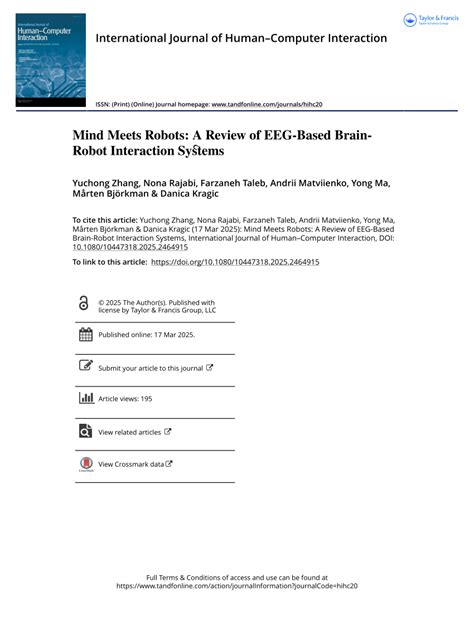 Pdf Mind Meets Robots A Review Of Eeg Based Brain Robot Interaction