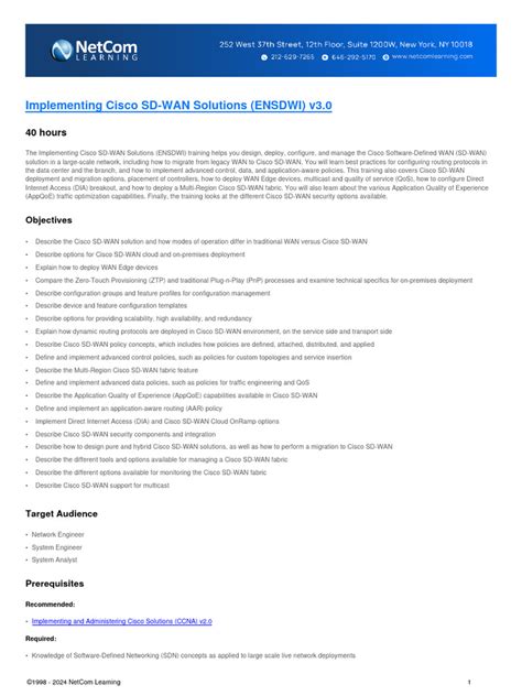 Implementing Cisco Sd Wan Solutions Pdf Network Architecture