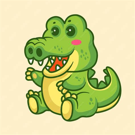 Premium Vector Cute Crocodile Kawaii Cartoon Icon Vector Illustration