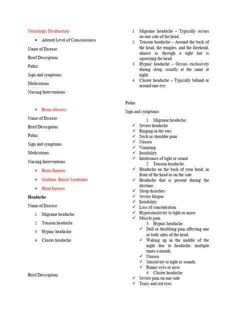 Neurologic Dysfunction Pdf Meningitis Headache