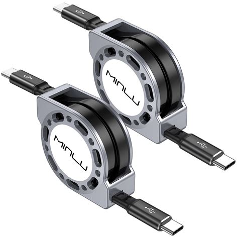 Minlu Retractable Usb C To Usb C Cable4ft 2pack100w Usb
