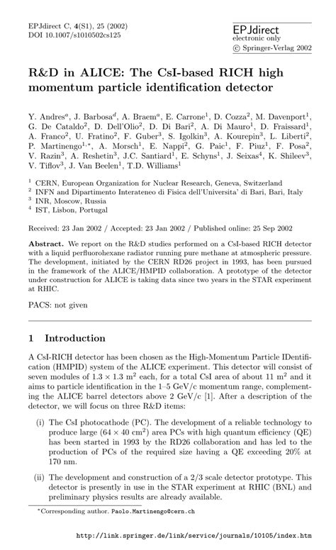 Pdf Randd In Alice The Csi Based Rich High Momentum Particle Identification Detector