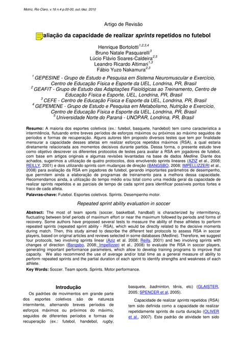 Pdf Repeated Sprint Ability Evaluation In Soccer