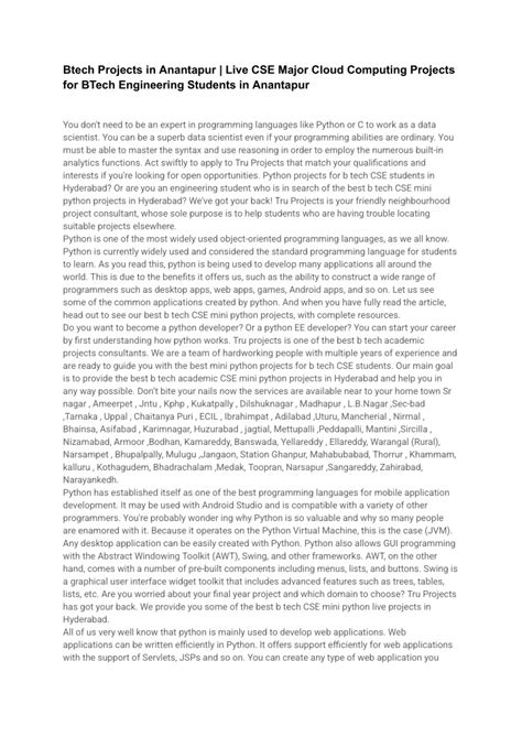 Ppt Btech Projects In Anantapur Live Cse Major Cloud Computing