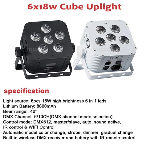 X W LED Wireless Battery Powered Operated Uplights X W RGBAW UV In LED Par Light Doe