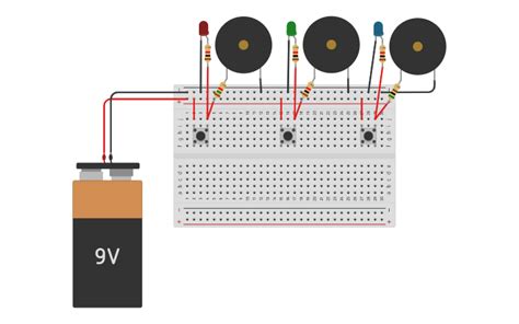 Circuit Design Breadboard Connections With Pushbuttons Tinkercad
