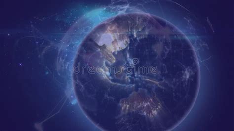 Animation Of Rotating Earth With Glowing Network Connections In Space Stock Video Video Of