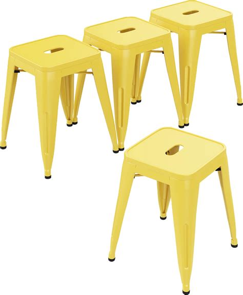 Alish 18 Inch Stools Backless Metal Stool Stackable Short Stools School Chairs Metal
