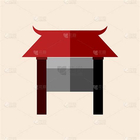 亚洲文化大门矢量插图图形