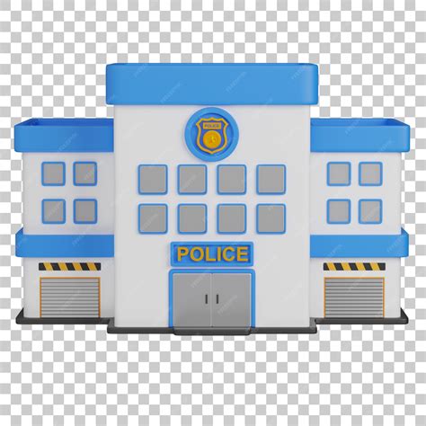 3d Render Police Station Illustration Premium Psd