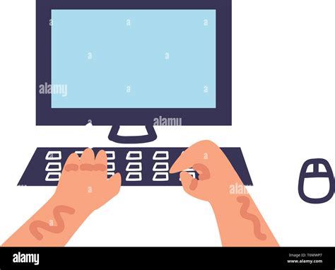Man Typing On Keyboard Vector Illustration Stock Vector Image And Art Alamy
