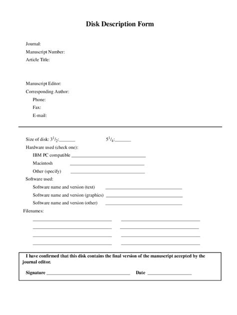 Fillable Online Disk Description Form Fax Email Print Pdffiller