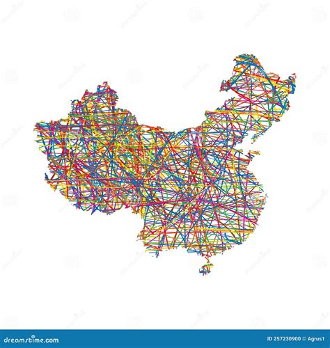 Vector Illustration Of Multicolored Abstract Striped Map Of China Stock Vector Illustration Of