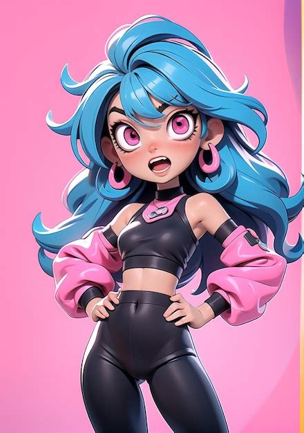 Premium Photo This Portrait Of A Cute Casual Kawaii Smiling Funny Girl A Minimal Art Style