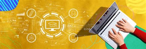 E Learning Concept With Person Using A Laptop Stock Image Image Of