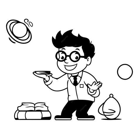 Scientist With Science Equipment Vector Illustration Cartoon Character Science Concept Premium