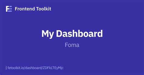 My Dashboard Frontend Toolkit