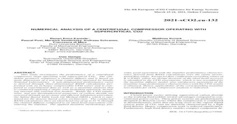 Pdf Numerical Analysis Of A Centrifugal Compressor Operating
