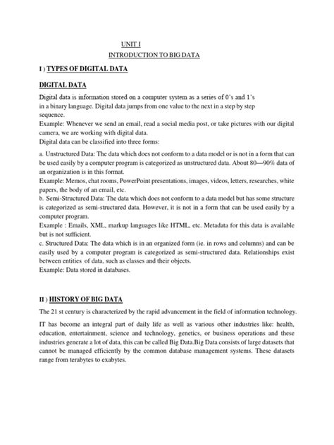 Big Data 1 Unit Pdf Analytics Big Data